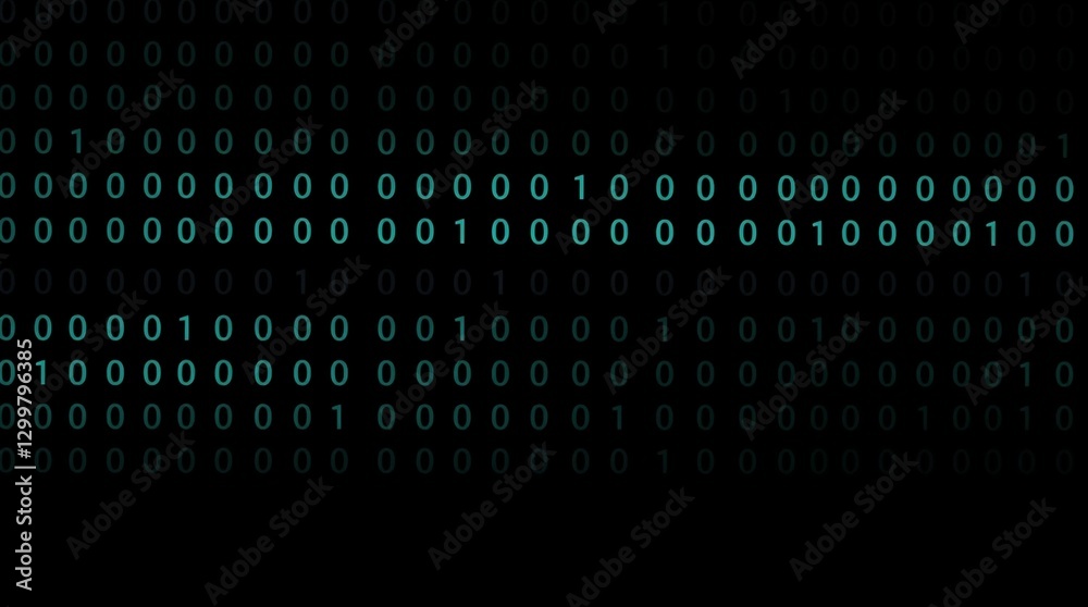 Abstract cyber technology backdrop featuring binary code and glowing ...
