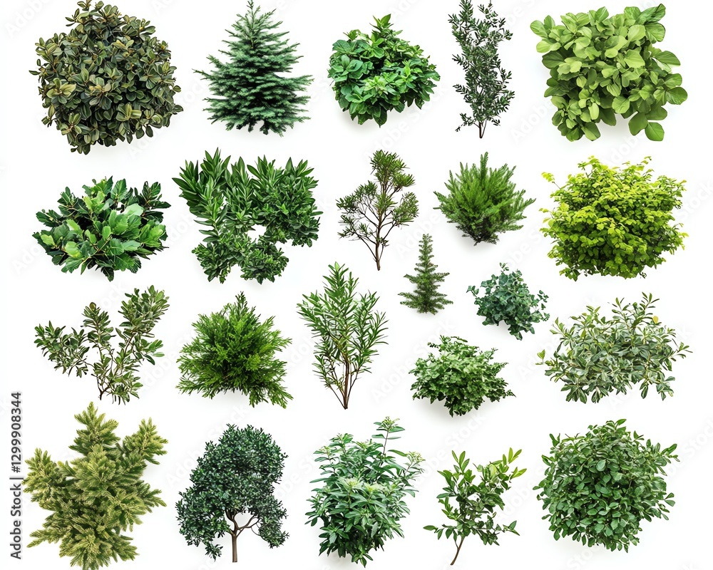Vibrant collection of diverse greenery, including various trees, shrubs ...