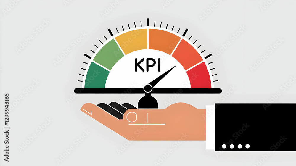 Businessman's hand with KPI performance gauge scale, KPI key ...