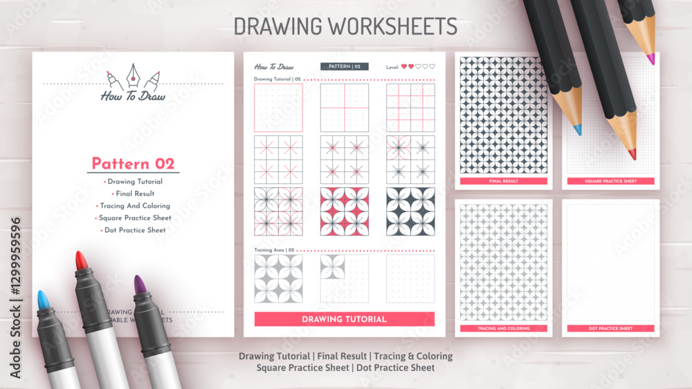 How to Draw a Pattern. Step by Step Drawing Tutorial. Draw Guide ...
