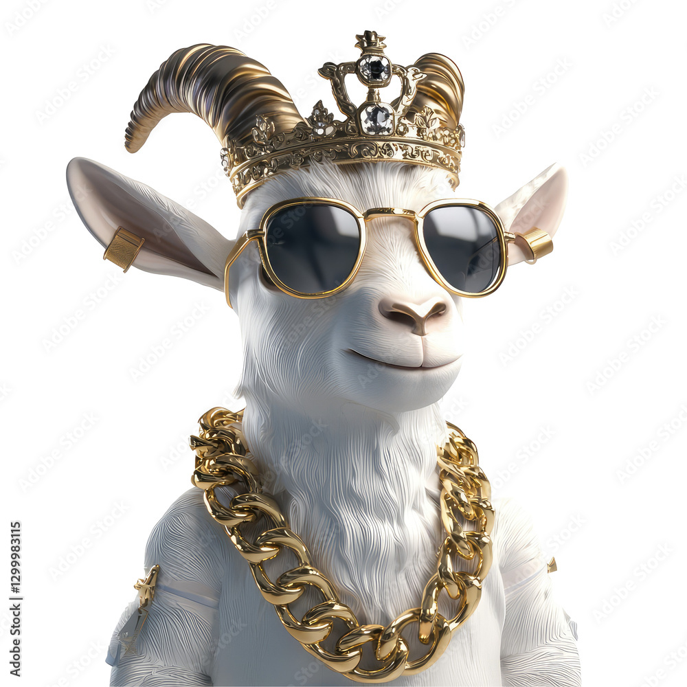 Cute Mountain Goat in Hip Hop Style with Gold Chains and Sunglasses ...