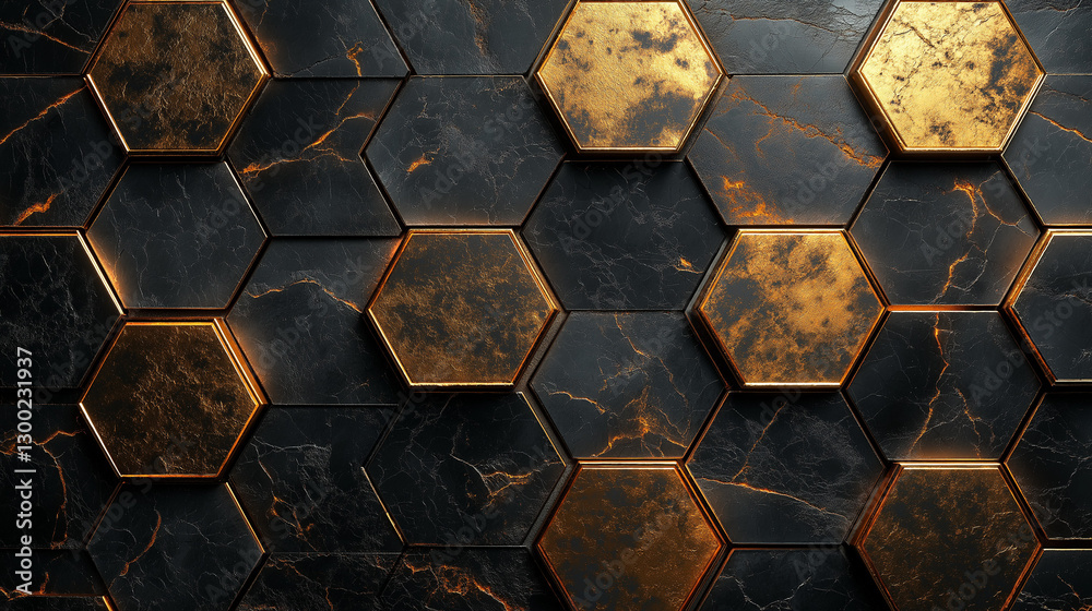 Gold Hex Grid: An Intricate Pattern of Honeycomb Shapes with a Rustic ...
