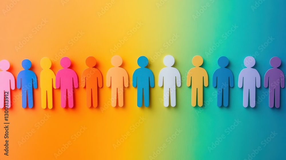 Rainbow paper background with layout of people. Zero discrimination day ...