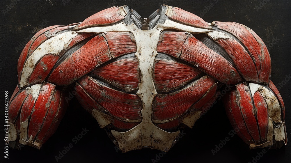 Chest muscle striations during cable fly, split lighting setup, deep ...