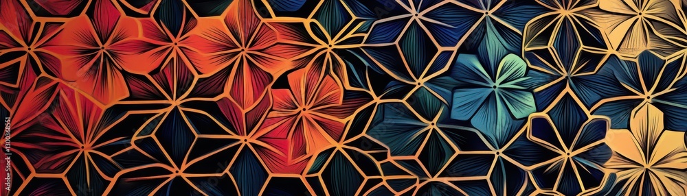 Classic Asanoha pattern reinterpreted with isometric shading techniques ...