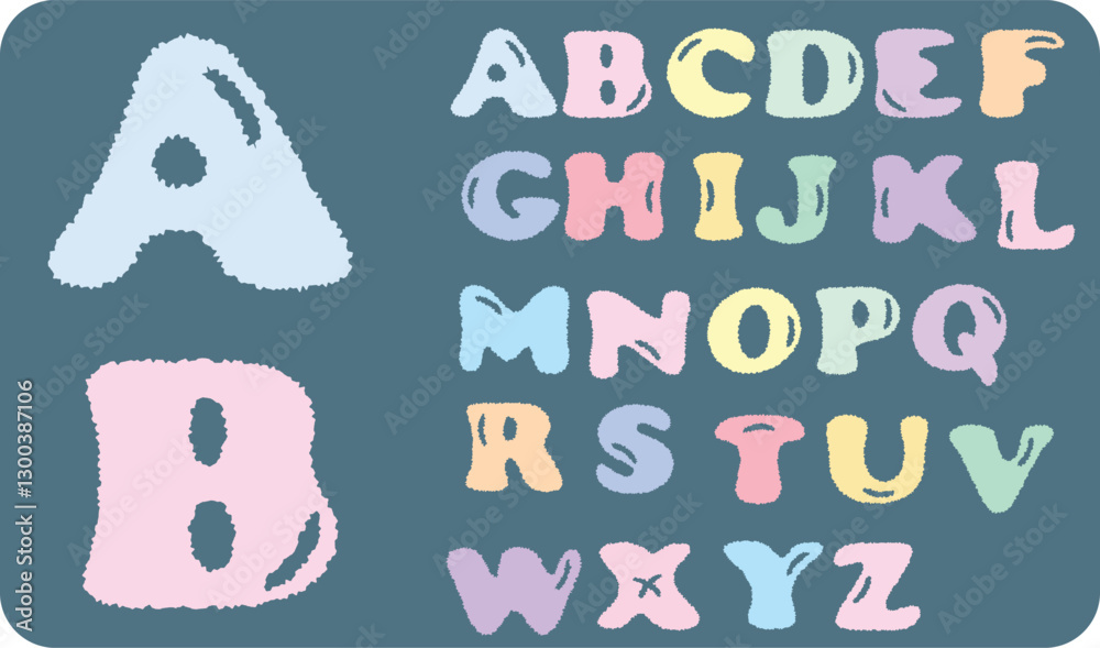 Pastel Fluffy Alphabet Letters A-Z Stock Vector | Adobe Stock