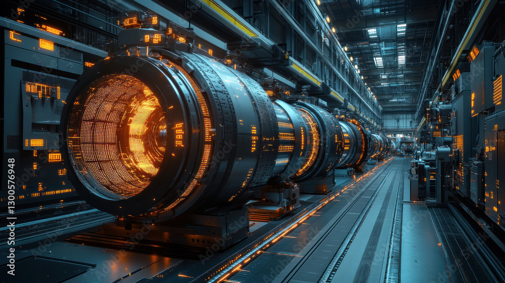 Mechanical workshop background featuring large industrial lathes, CNC ...