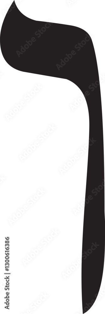 Simple black CMYK flat letter Waw or Vav of the Hebrew alphabet on ...