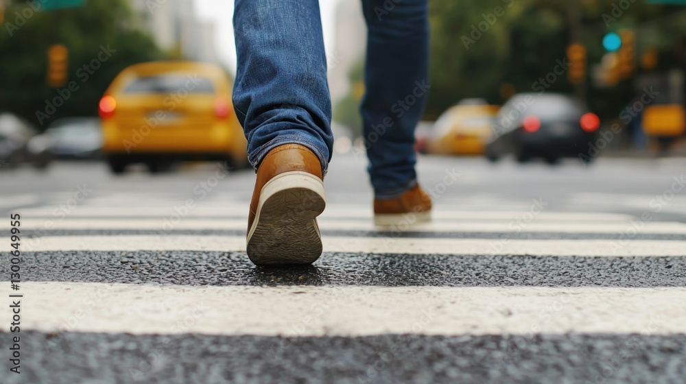 Pedestrian crossing incident urban street action shot busy city eye ...