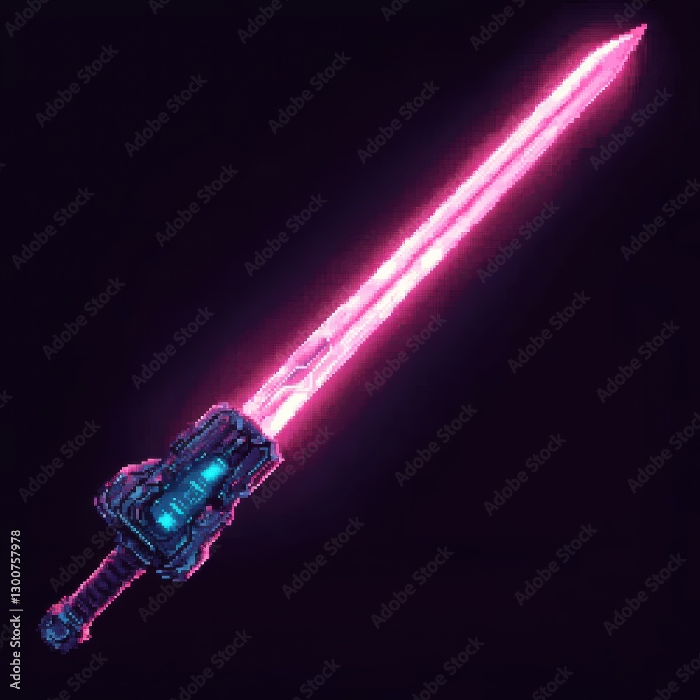 Glowing Pixel Art Futuristic Sword Design Stock Illustration | Adobe Stock