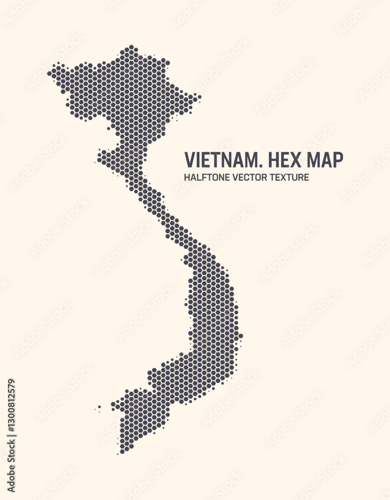 Vietnam Map Vector Hexagonal Halftone Pattern Isolate On Light Background. Hex Texture in the ...