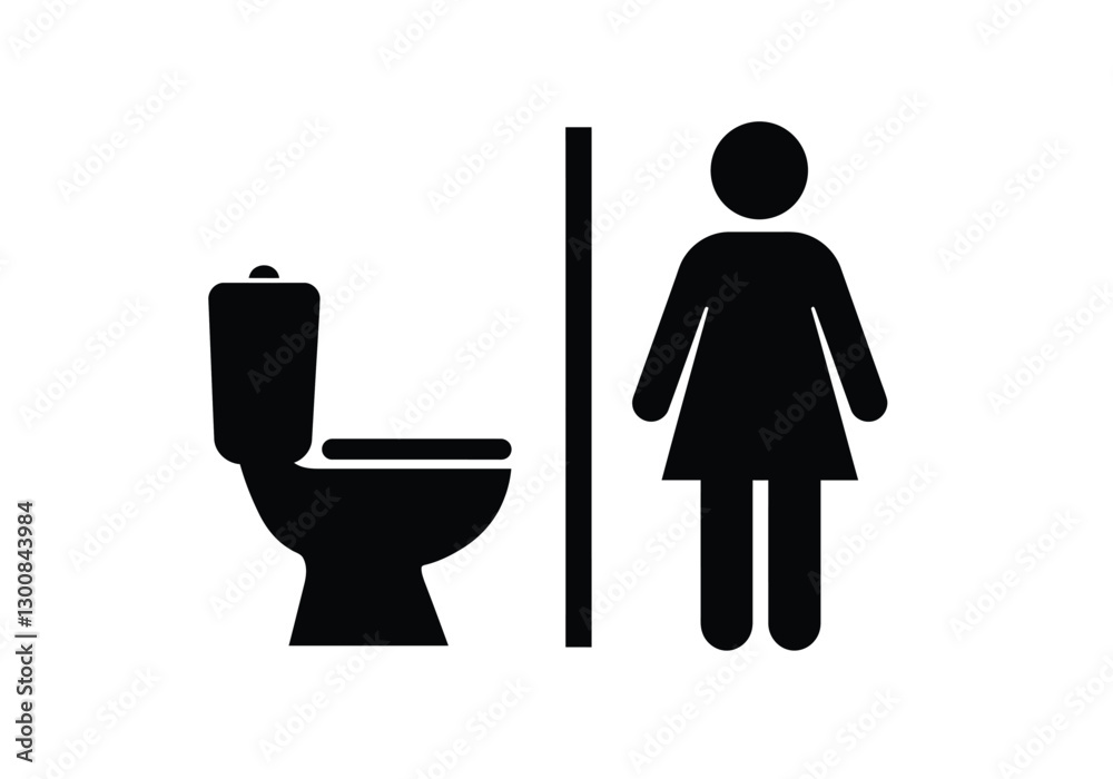 Comfort room signage clipart. This image shows a toilet and a person ...