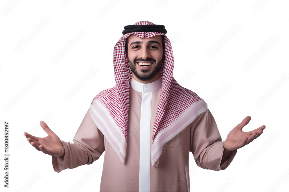 A Person Wearing Traditional Middle Eastern Attire, Thobe, Keffiyeh ...