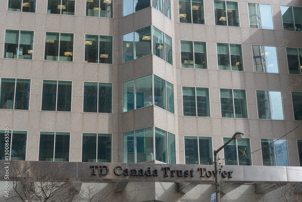 detail of building facade and sign over entrance to TD Canada Trust ...