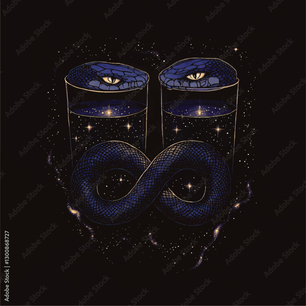Mystical Snake Infinity Symbol Vector Art with Cosmic Glass Design ...
