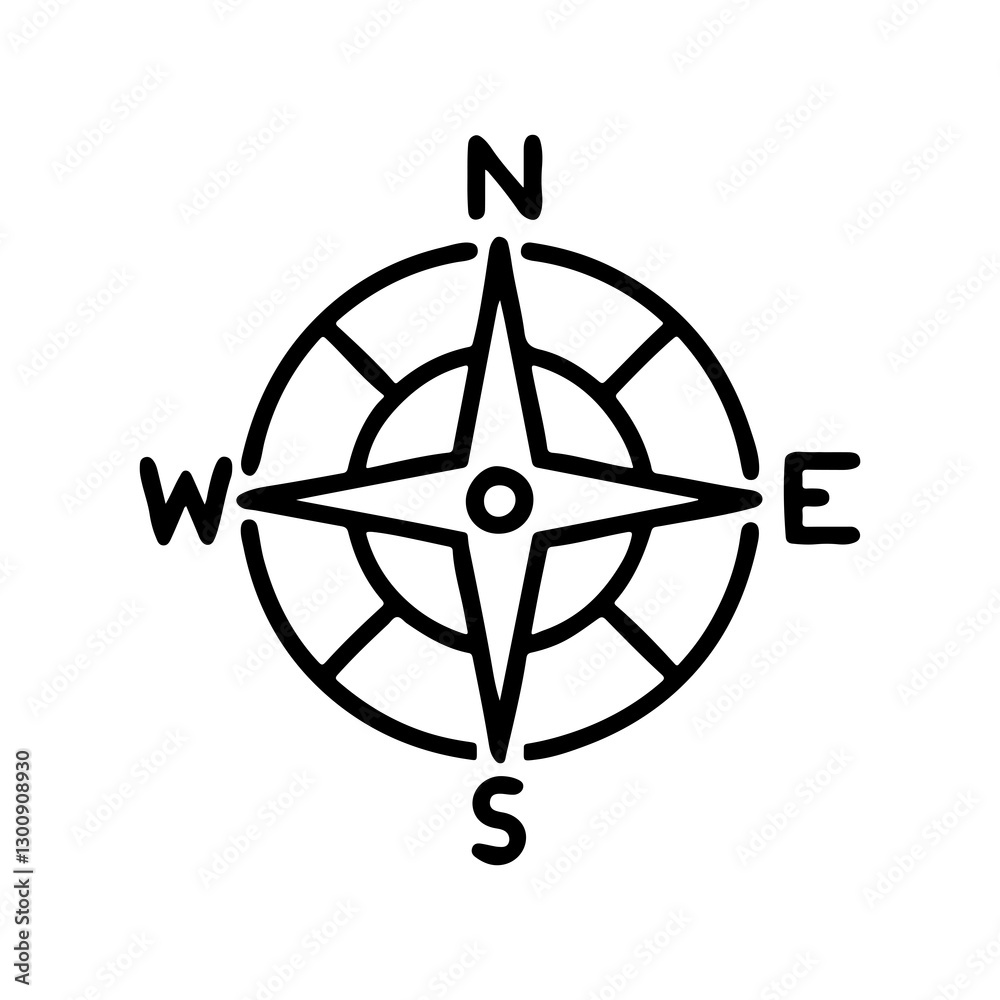 Compass Rose with Cardinal Directions Stock Illustration | Adobe Stock