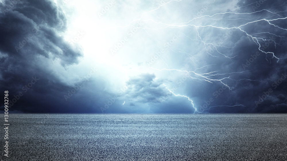 Tire marks on the floor concrete floor with dramatic background of the ...