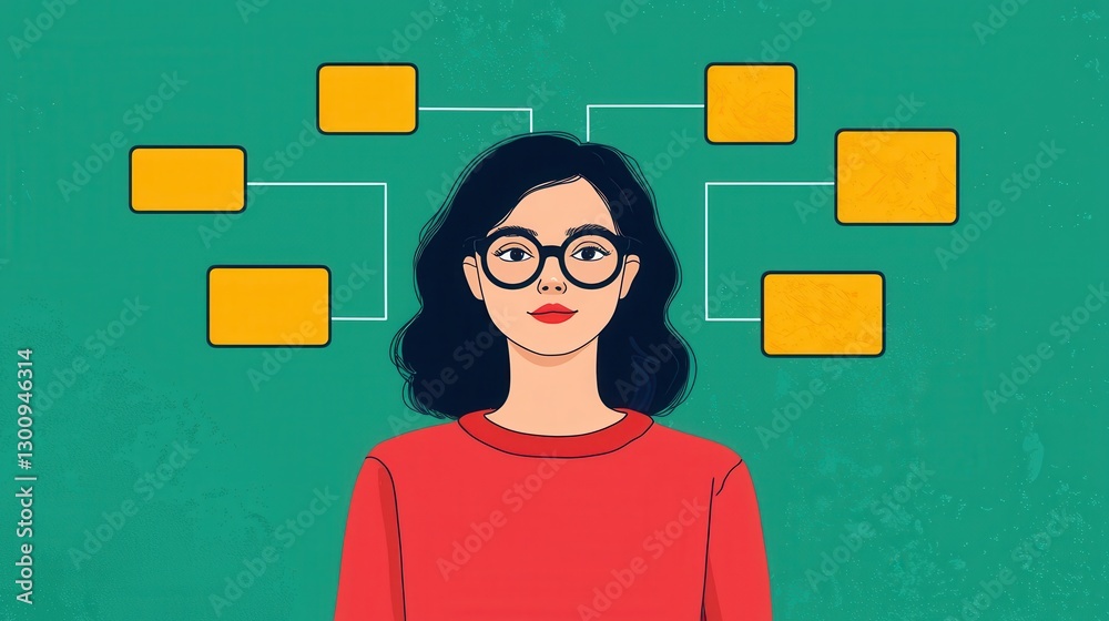 Organization chart infographics concept. Smiling Female Professional in ...