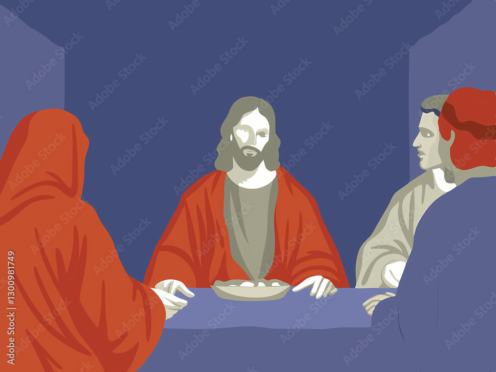 Jesus breaking bread after resurrection, communion and fellowship, with ...