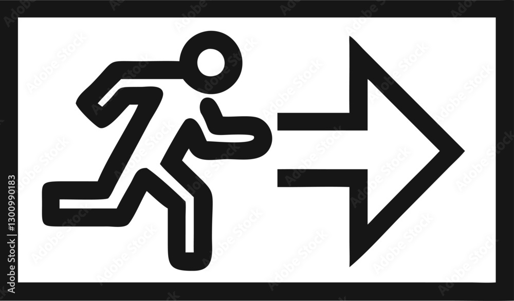 Emergency fire exit sign. running man icon to door. Exit emergency ...