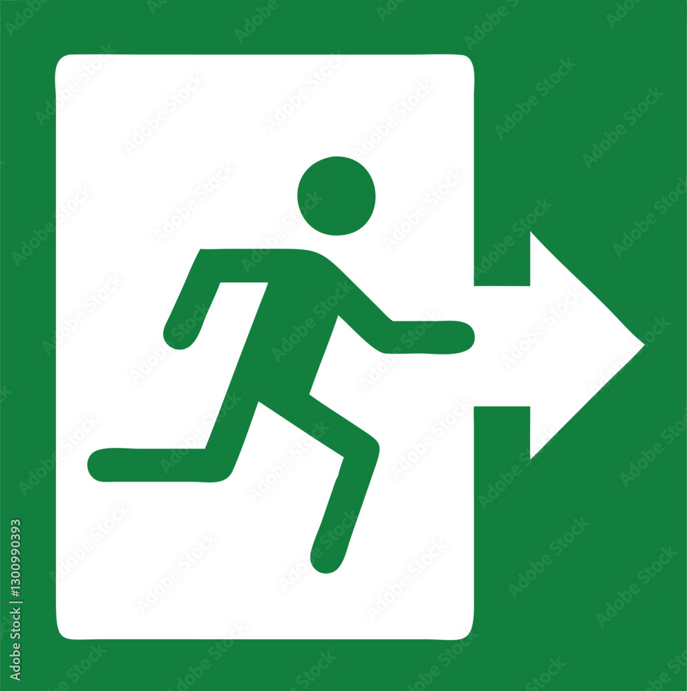 Emergency fire exit sign. running man icon to door. Exit emergency ...
