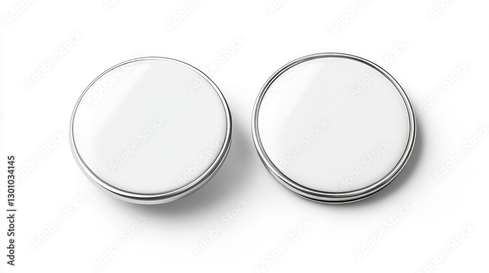 White round pin button badge mockup isolated on a white background ...