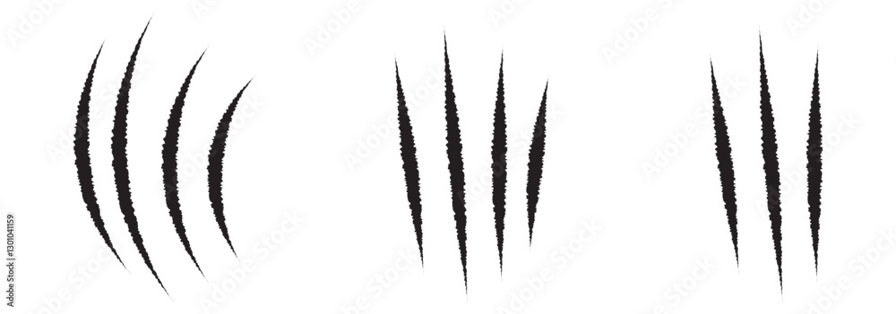 animal claw scratch marks on white background. Cat tiger paw shape ...
