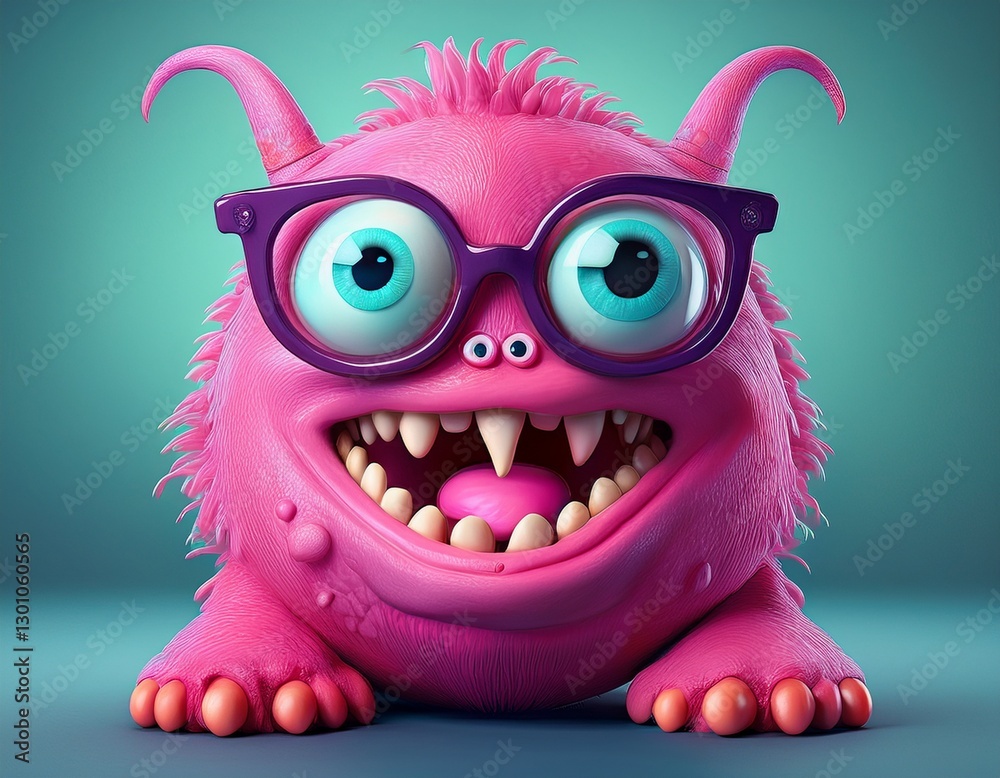 nerd monster with glasses fabulous creature made by hand from pink ...