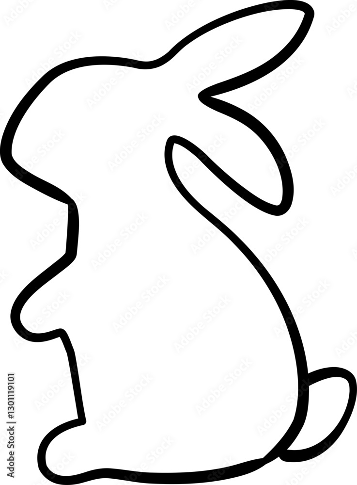 Simple rabbit brush line drawing flat Vector illustration isolated ...