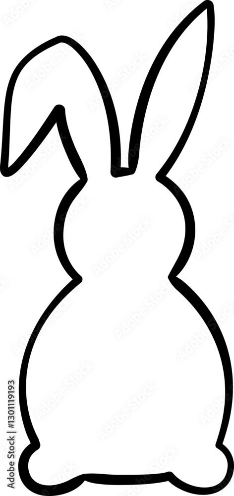 Simple rabbit brush line drawing flat Vector illustration isolated ...