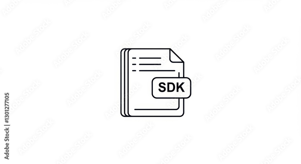 Simple Black Outline Illustration of an SDK File Package Stock ...