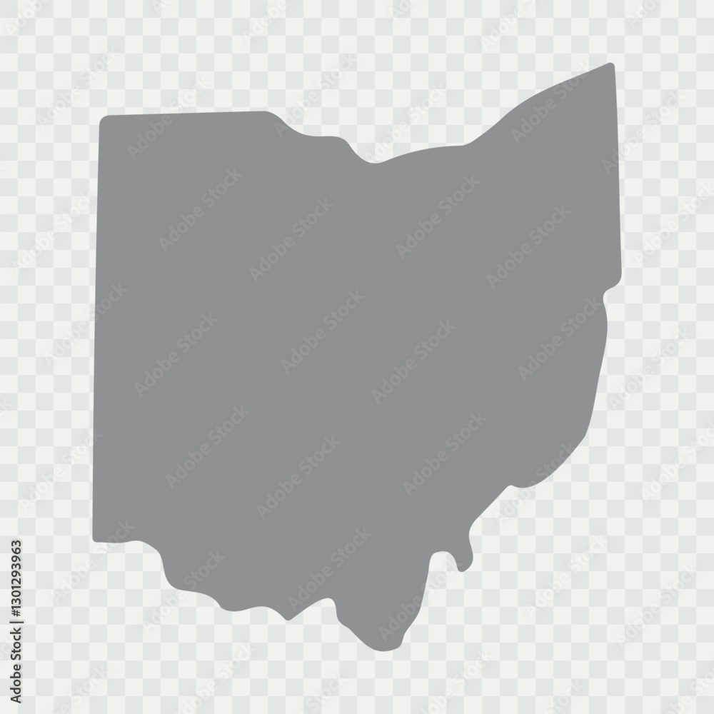 Ohio US state blank map vector solid black color and outline isolated ...