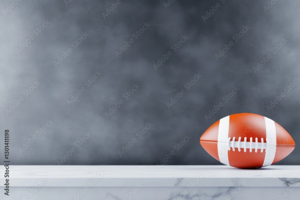Football on a marble surface against a dark, textured background ...