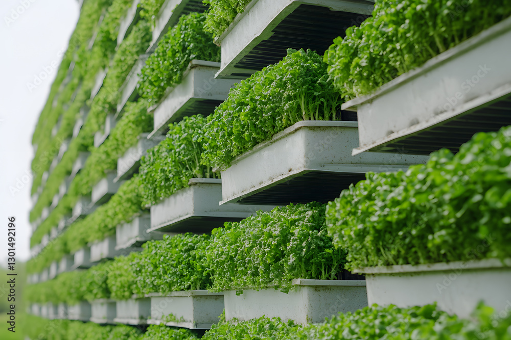 Vertical farm growing fresh greens. An innovative sustainable ...