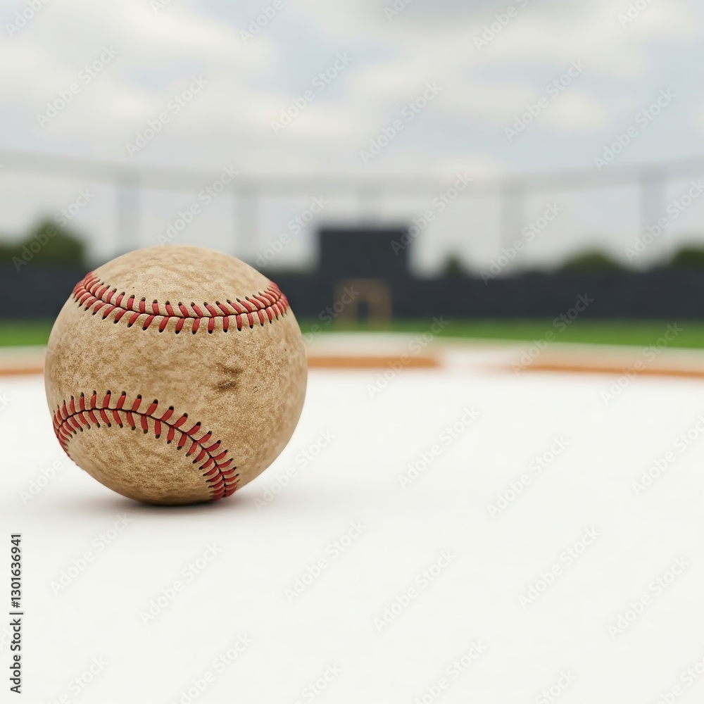 baseball in the background with a clean white backdrop. High detail ...