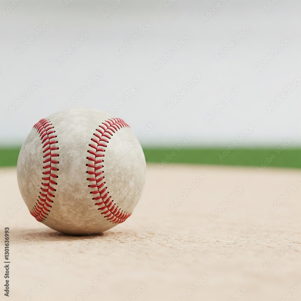 baseball in the background with a clean white backdrop. High detail ...