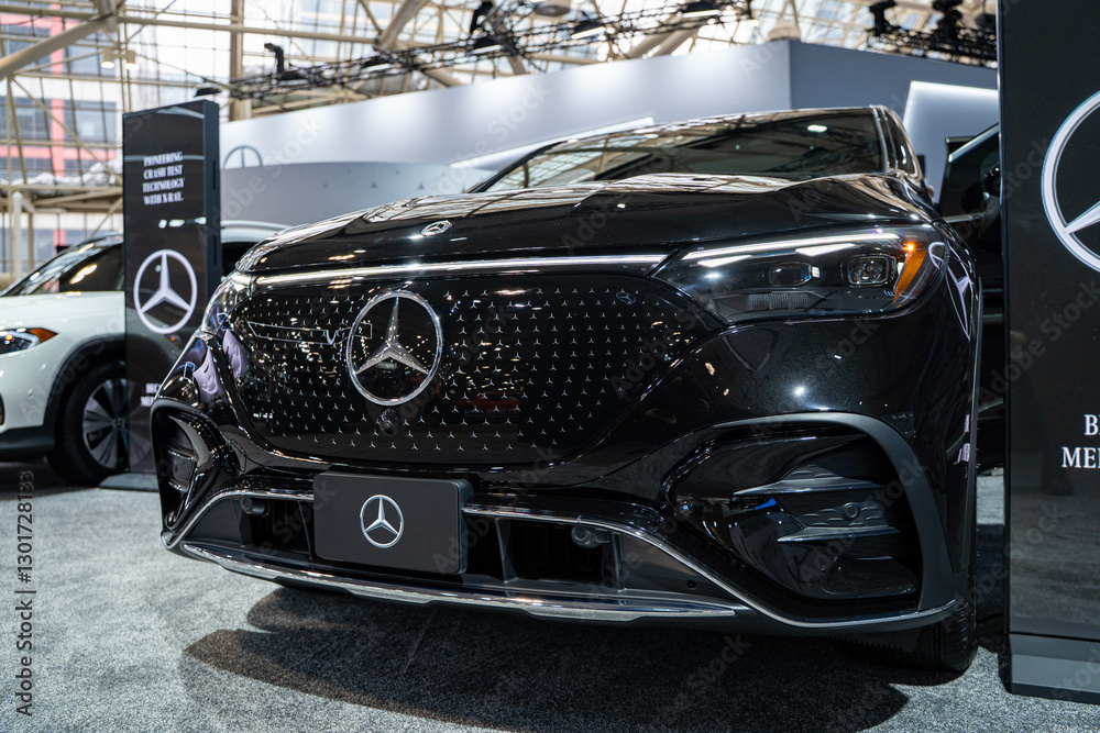 Mercedes Benz EQE 500 4MATIC SUV automobile at the 2025 Canadian International AutoShow. Toronto ...