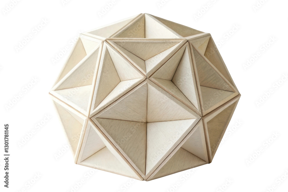 Geometric wooden model displaying polyhedral structure for educational ...