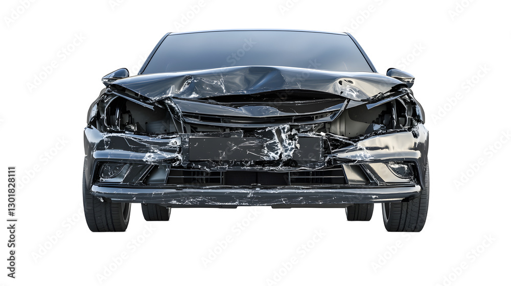 Stock-Foto „Car Crash, Full body front and side view of white car get ...