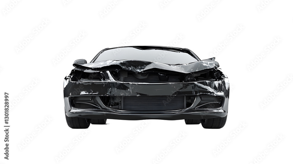 Car Crash, Full body front and side view of white car get damaged by ...