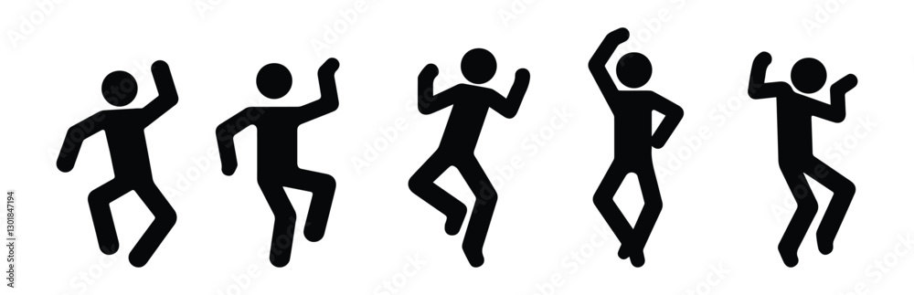 dancing people icon, stickman illustration, stick figure dance Stock ...