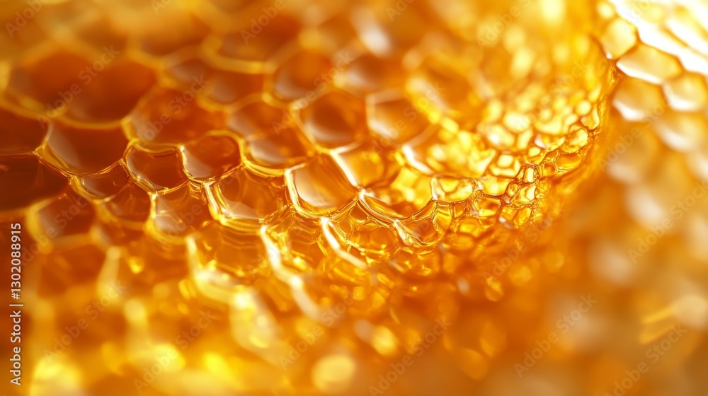 Ultra close-up of honey-like substance forming perfect circular pool ...