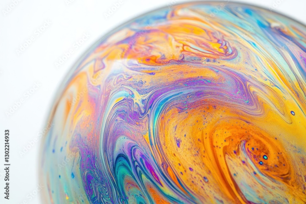 ethereal giant soap bubble floating against pristine white background ...