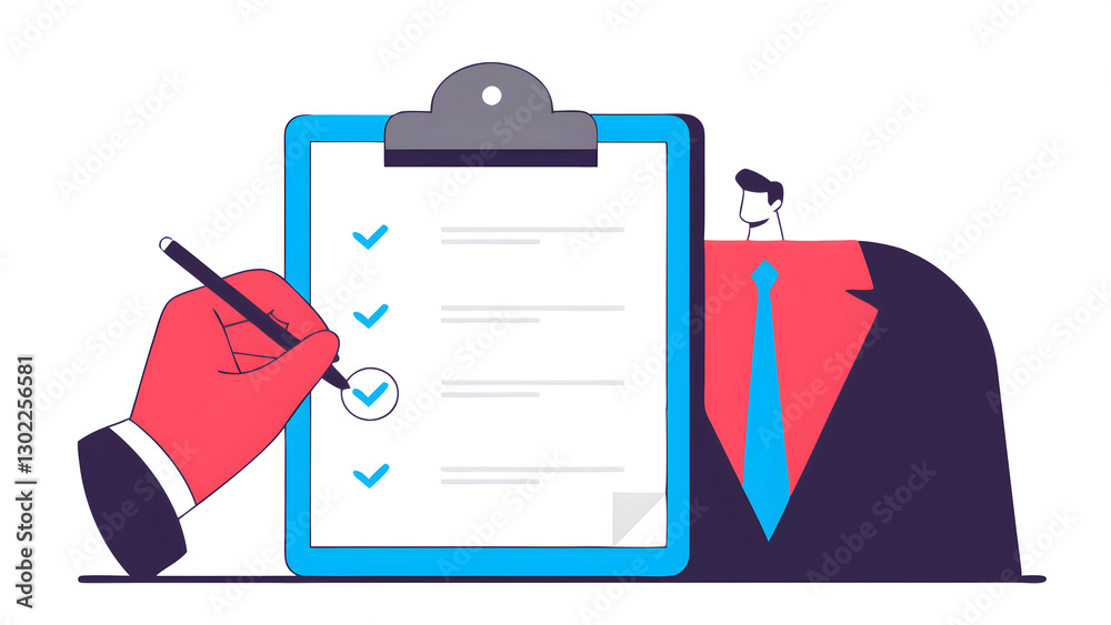 Ilustración de Stock criteria checklist report evaluation list complete checkbox finish work to ...