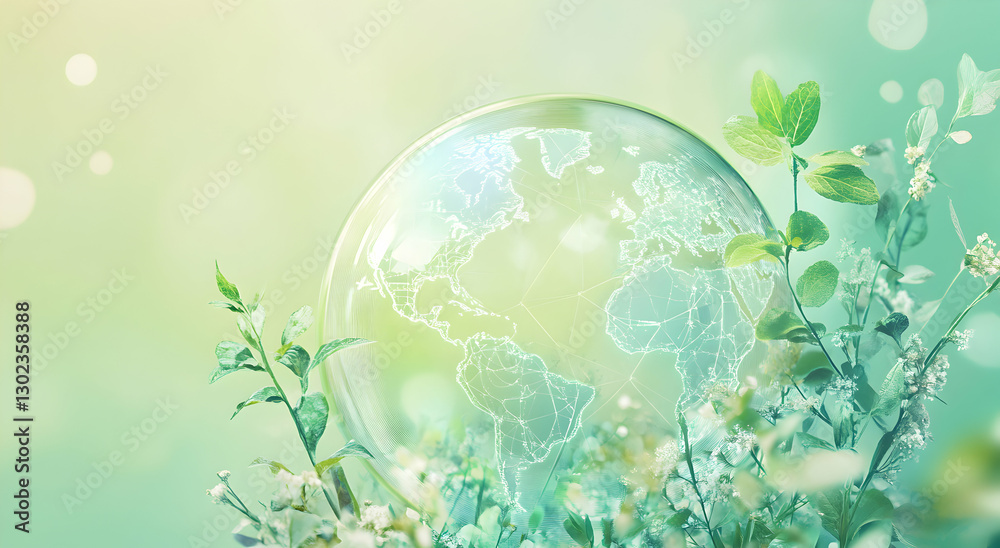 Delicate balance, World globe intertwined with nature's embrace ...