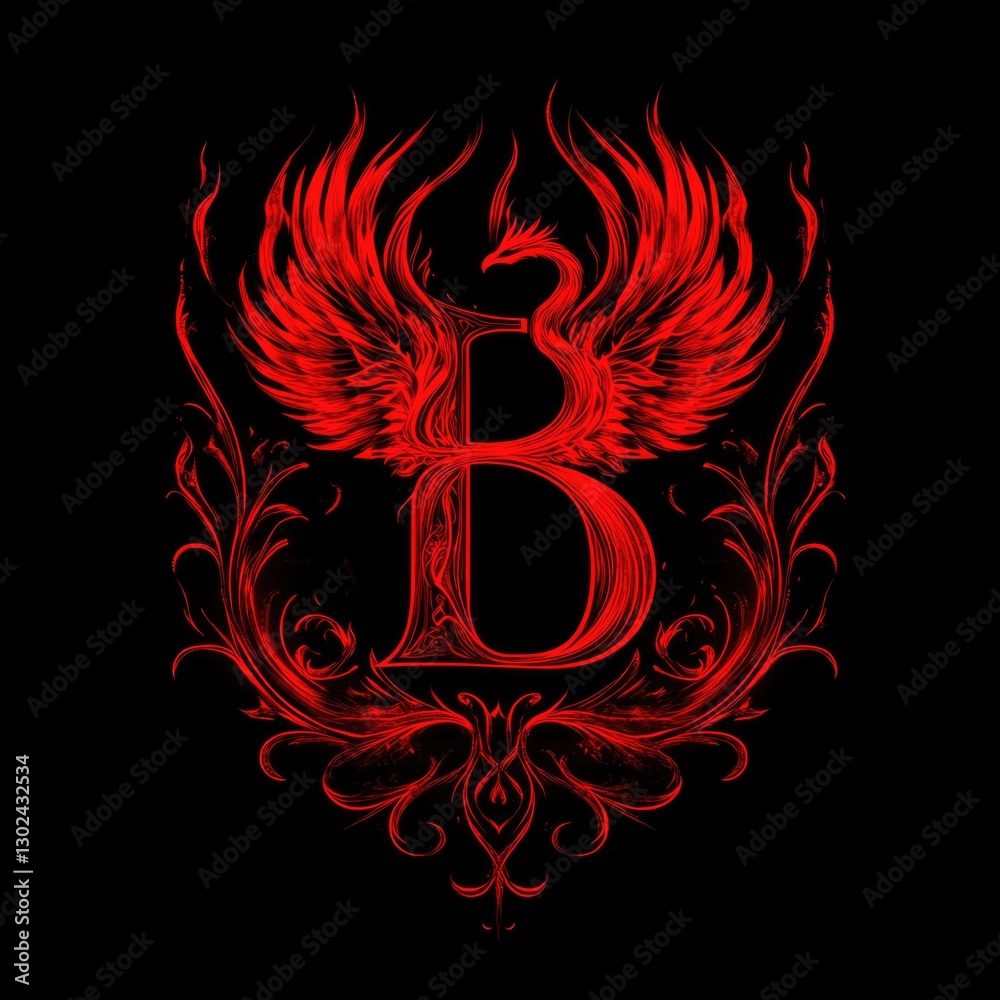 Red Letter B with Winged Design Stock Illustration | Adobe Stock