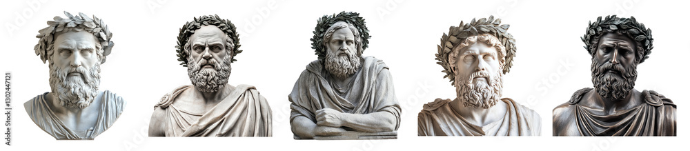 Ancient Roman Busts Displaying Distinct Facial Expressions and Styles ...