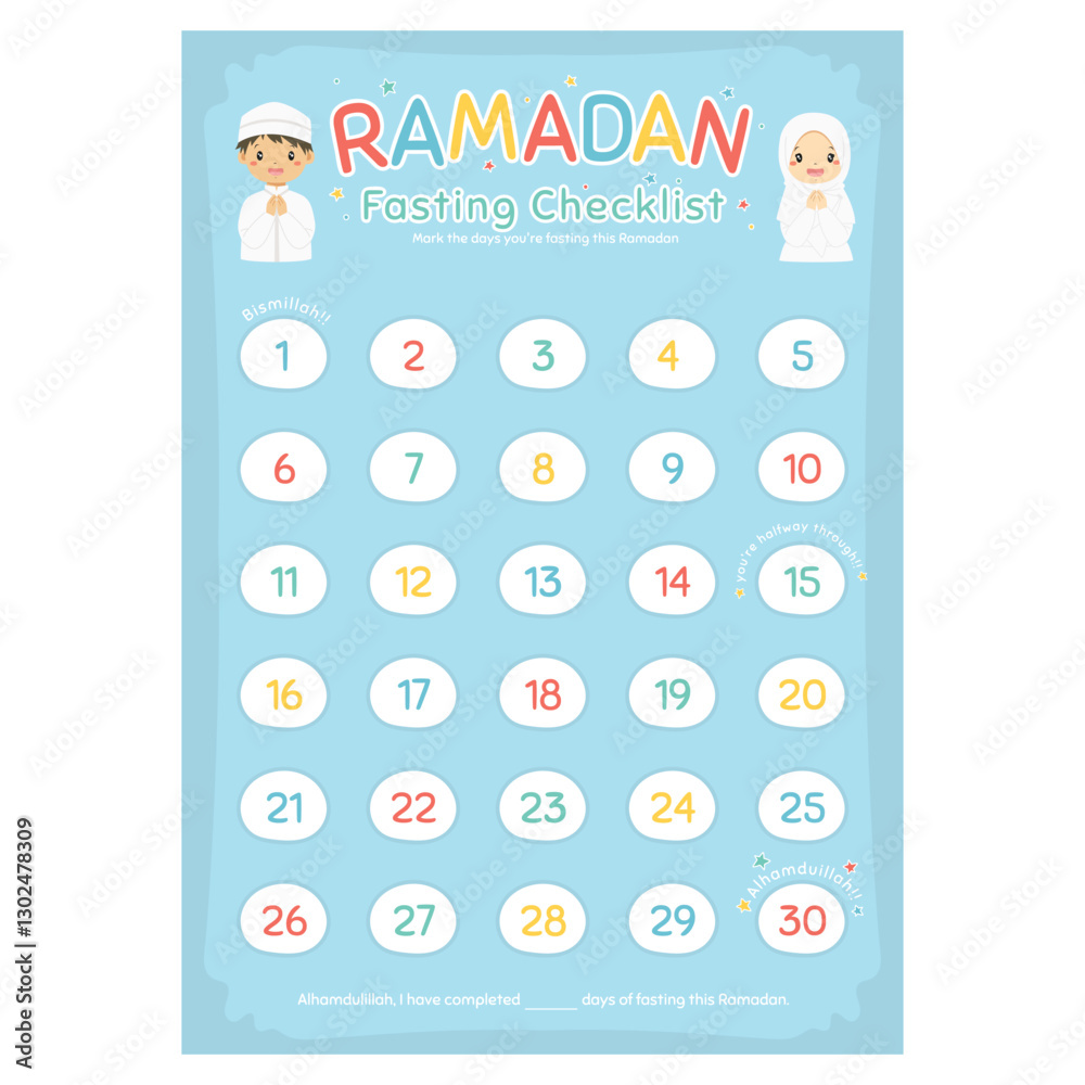 Ramadan fasting checklist poster template design, vector illustration ...