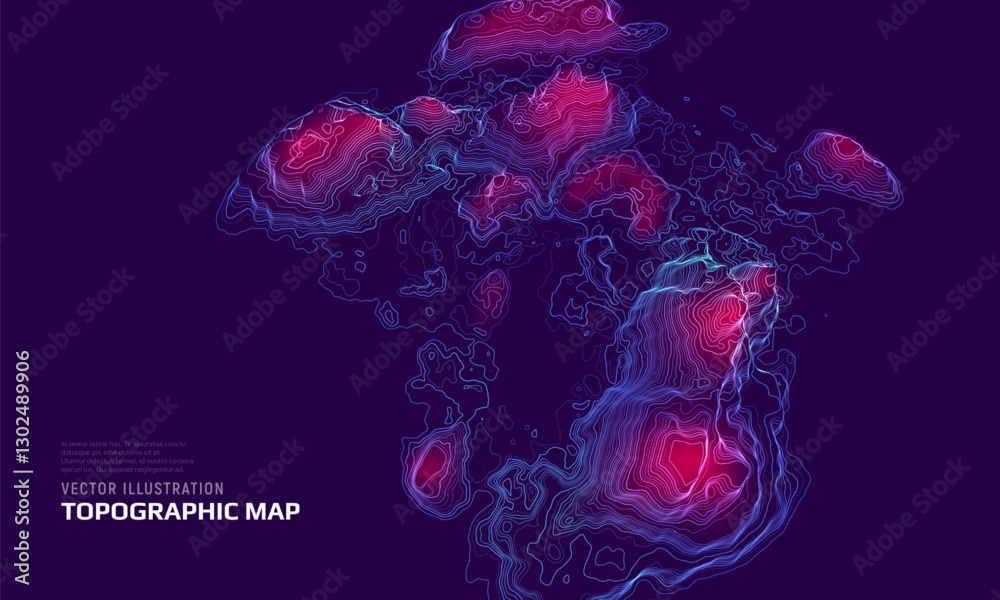 3D topographic map. Geographic contour map background with elevation ...