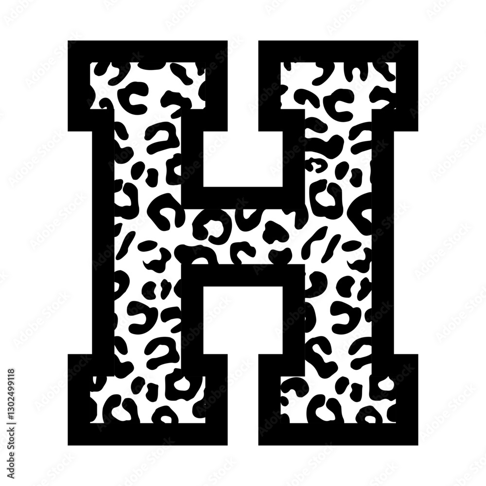 Initial letter H in leopard college varsity university font svg cut ...